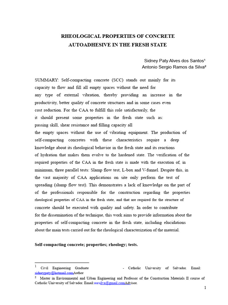 Rheological Properties of Self-Compacting Concrete | PDF | Concrete ...