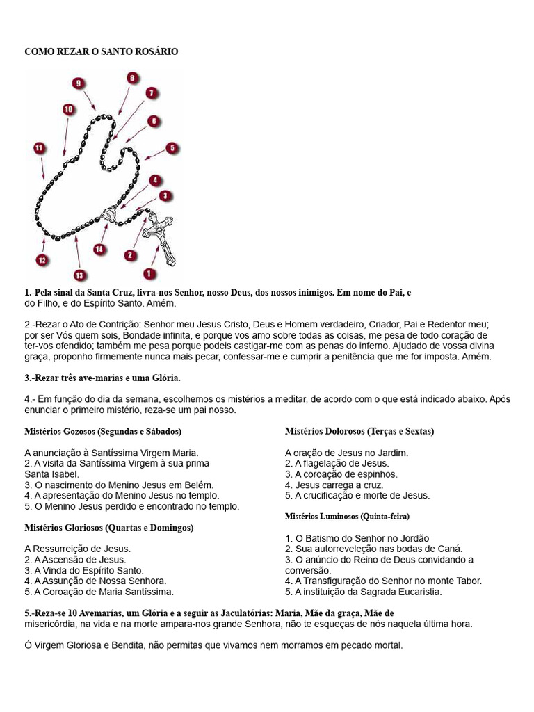 Guia Completo para Rezar o Santo Rosário | PDF | Rosário | Maria, mãe ...