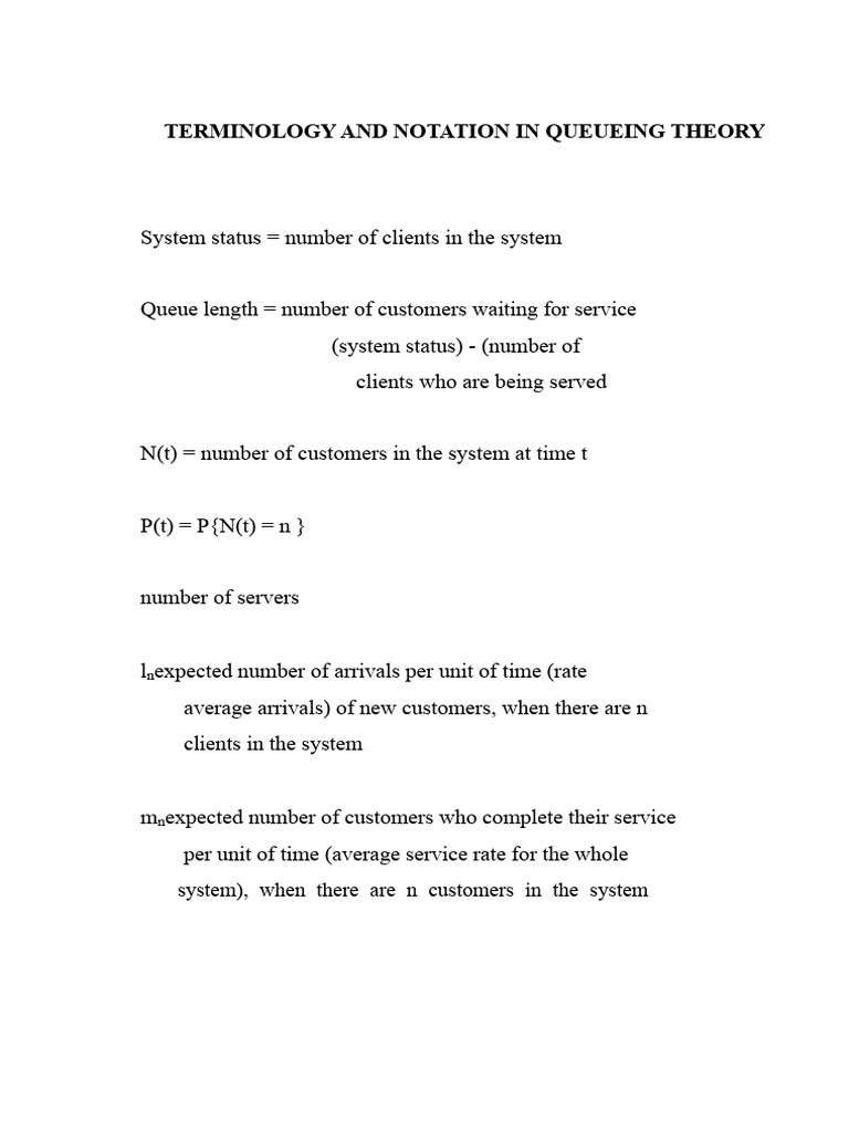 Terminology and Notation in Queueing Theory | PDF | Mathematics | Applied Mathematics