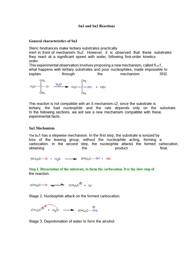 SN1 and SN2 Reactions | PDF | Chemical Reactions | Chemistry