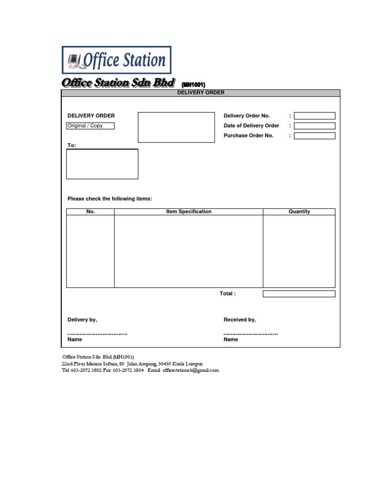 Delivery Order: Original | PDF
