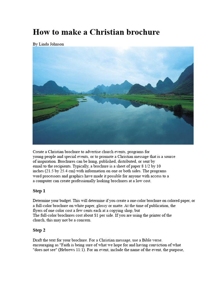 Create a Christian Brochure Guide | PDF | Printer (Computing) | Page Layout