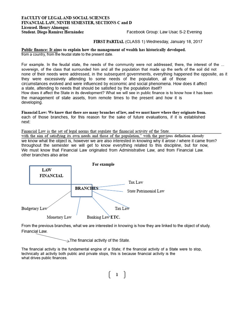 Financial Law, Sections C and D, First Partial, Classes and ...