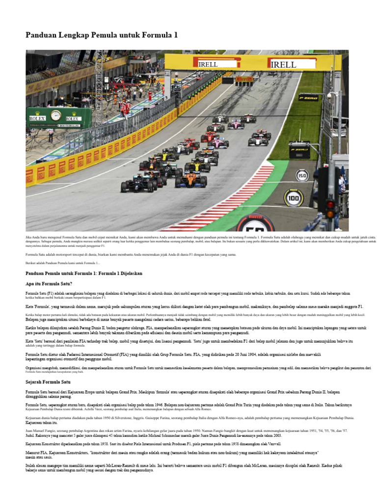 Panduan Lengkap Pemula Untuk Formula 1 | PDF