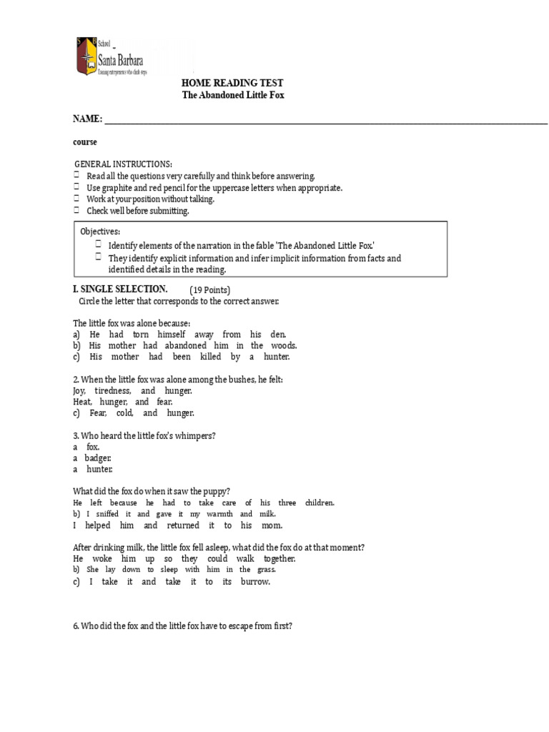Test The Abandoned Little Fox | PDF