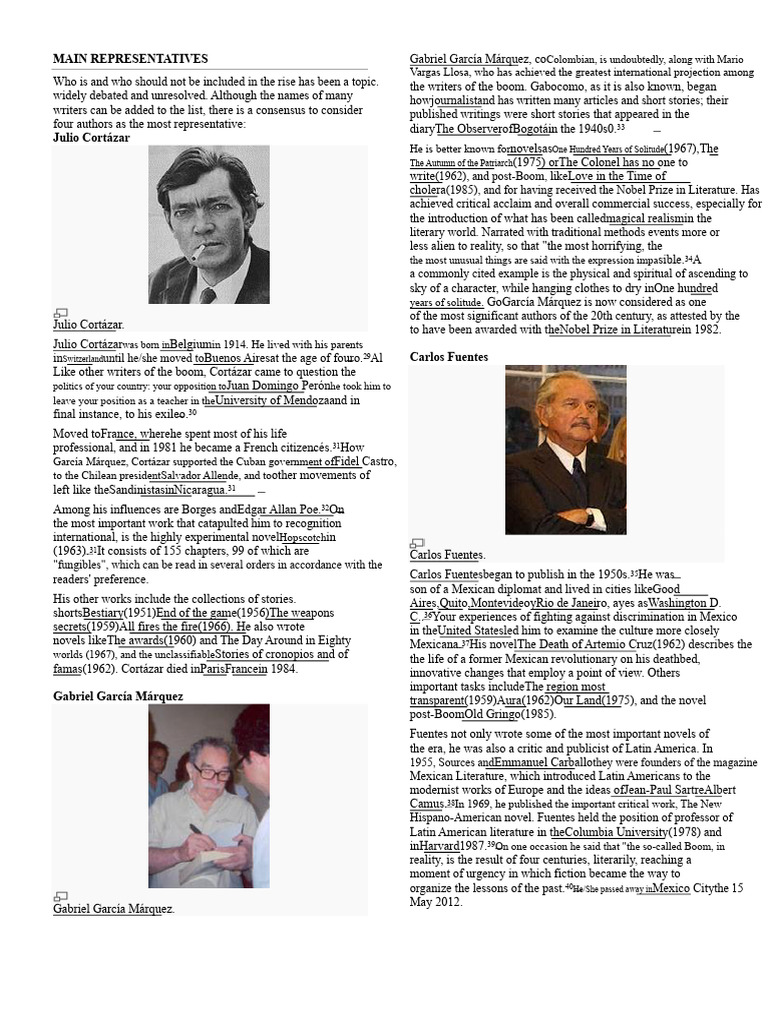 Main Representatives | PDF | Latin American Literature