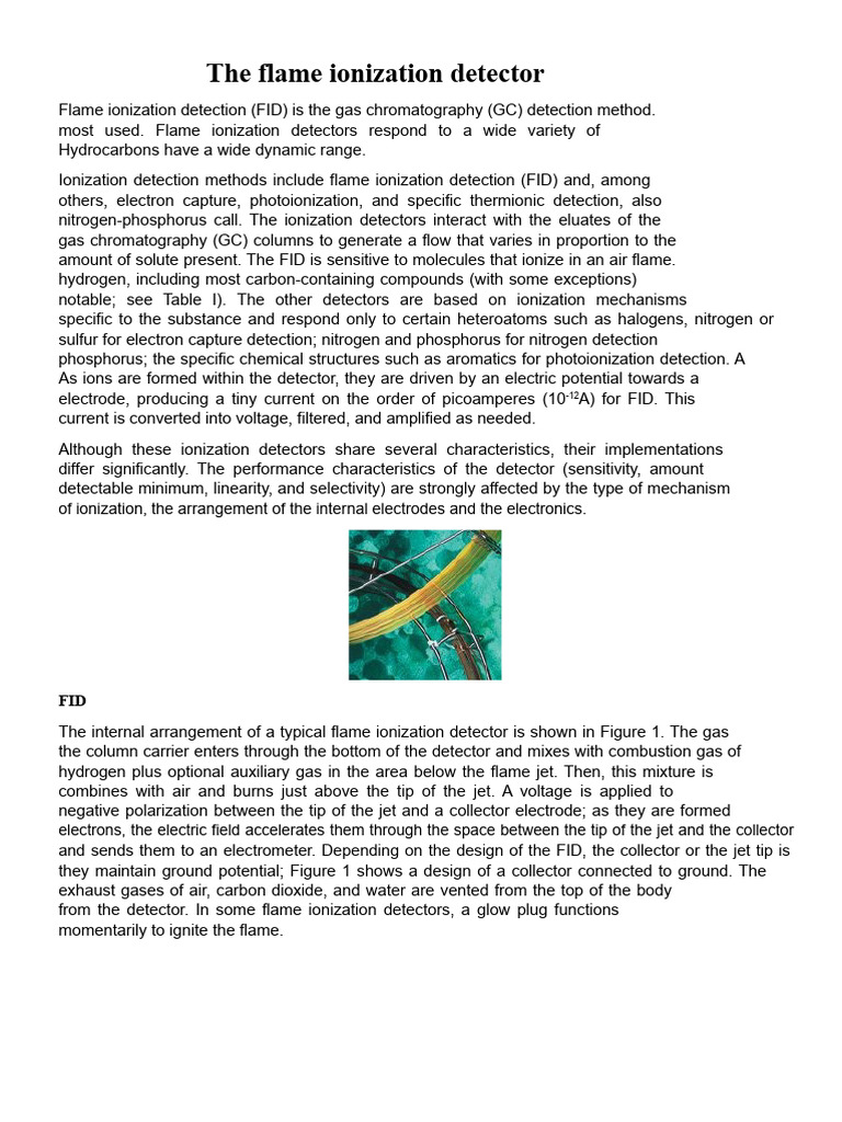 The Flame Ionization Detector | PDF | Gas Chromatography | Electricity