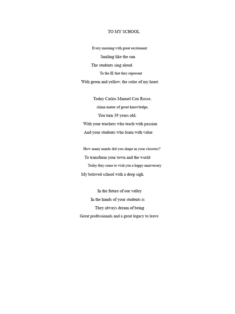 Poem To The School | PDF