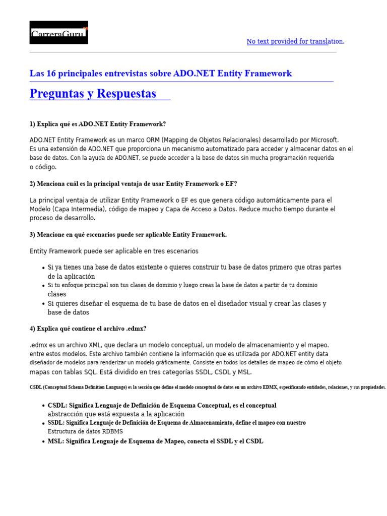 Entityframework | PDF | Marco de la entidad | Active X Data Objects