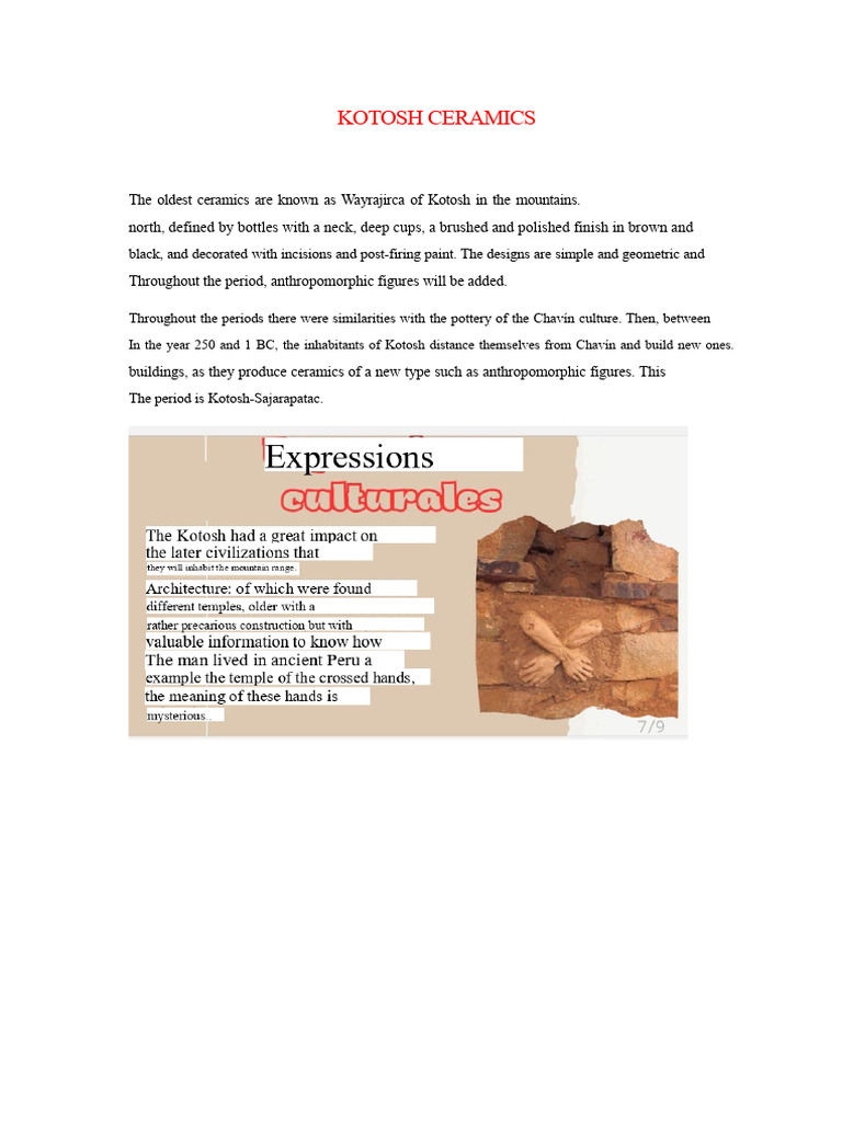 Kotosh Ceramics: Ancient Artifacts Unveiled | PDF | Pottery | Archaeology