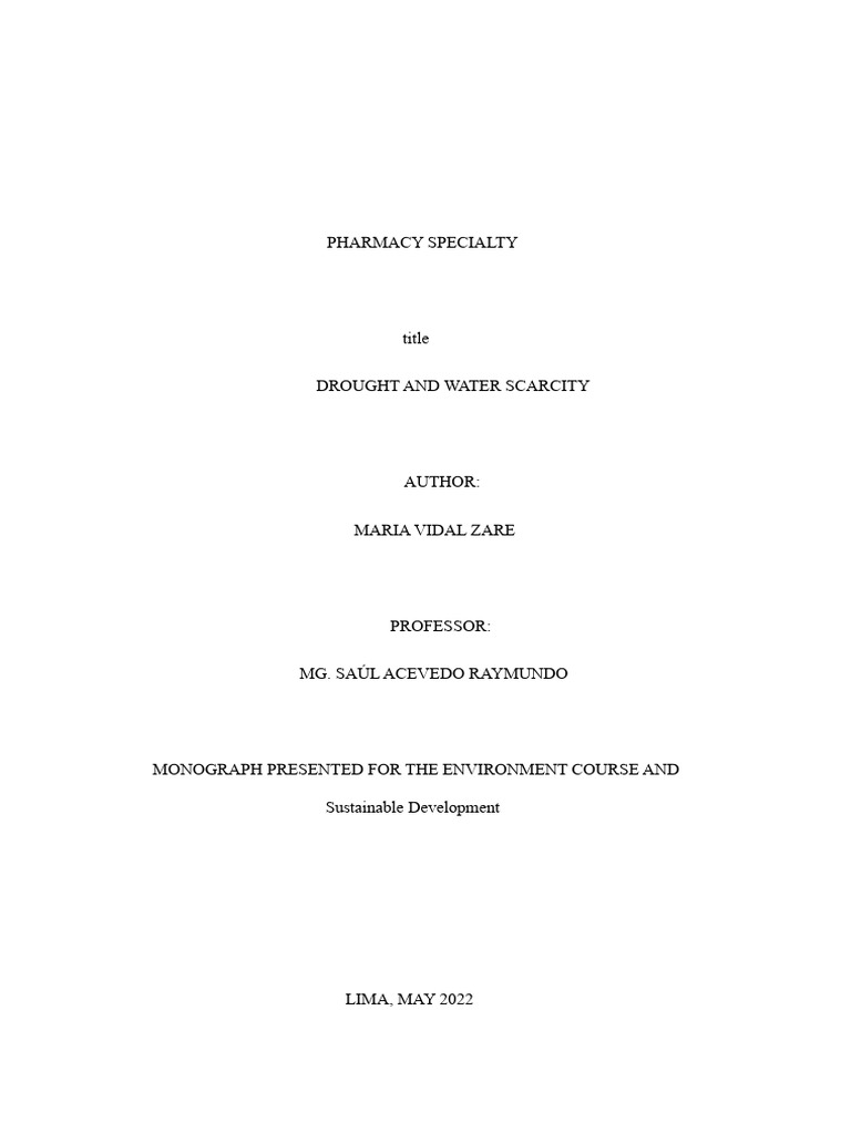 Monograph On Drought and Water Scarcity | PDF | Drought | Water Scarcity