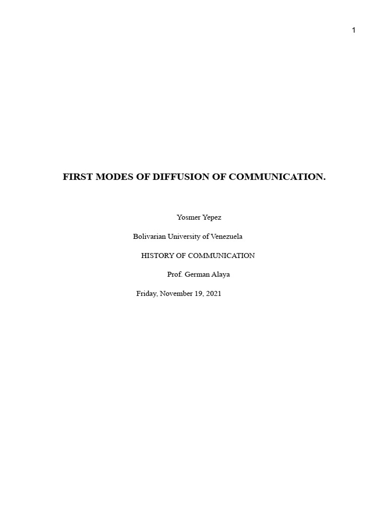First Modes of Diffusion of Communication | PDF | Communication ...