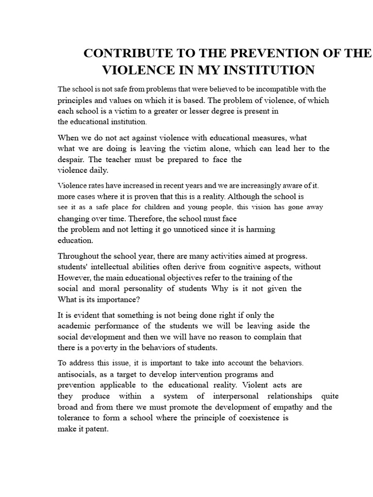 Preventing School Violence: A Coexistence Project | PDF | Violence ...