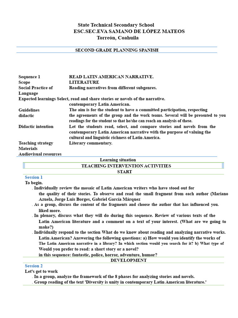 Spanish Planning 1ST and 2ND Trimester | PDF | Narrative | Spanish Language