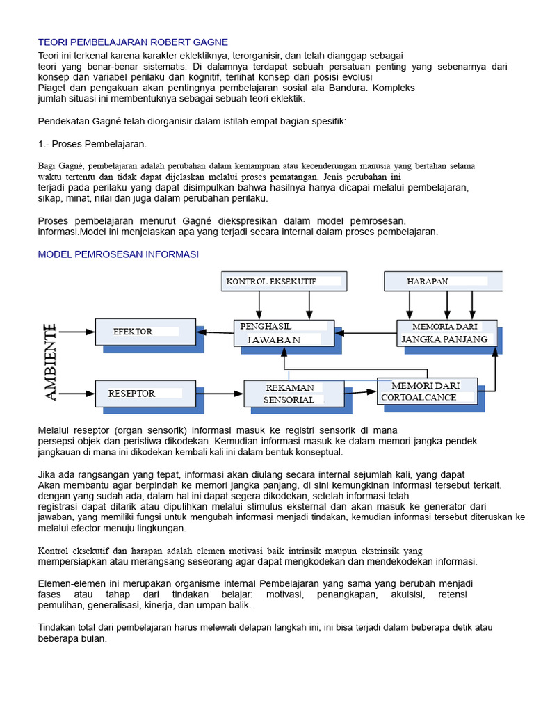Teori Pembelajaran Robert Gagne | PDF