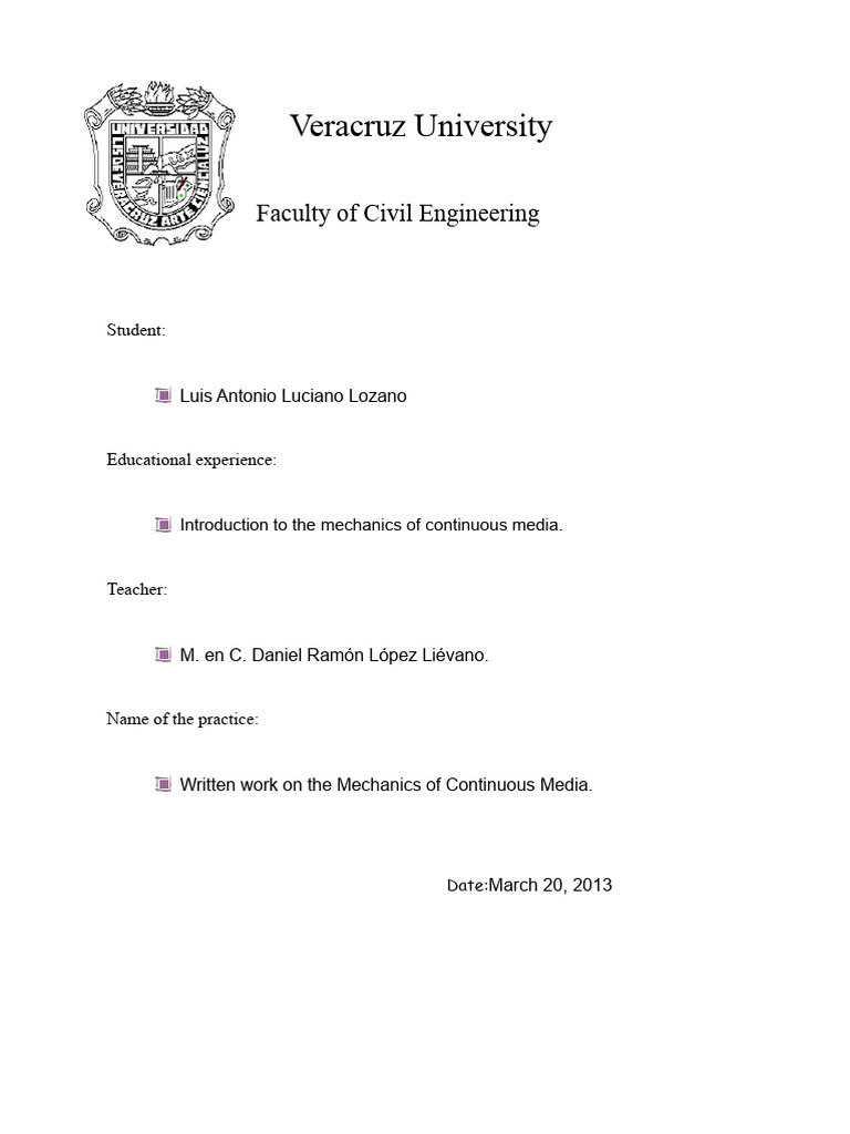 Work On Continuum Mechanics PDF | PDF | Fluid Mechanics | Stress ...