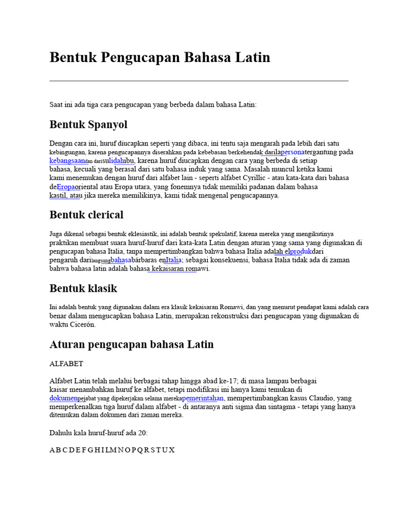 Panduan Pengucapan Bahasa Latin | PDF