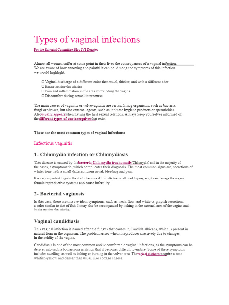 Common Types of Vaginal Infections | PDF | Vagina | Medicine