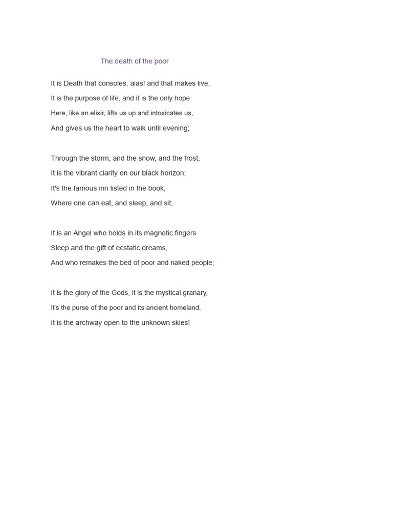 Baudelaire FDM The Death of The Poor | PDF | Angel