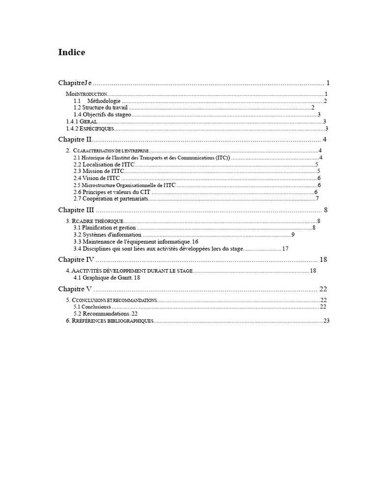 Rapport de Stage au ITC : Activités et Objectifs | PDF | Structure de ...