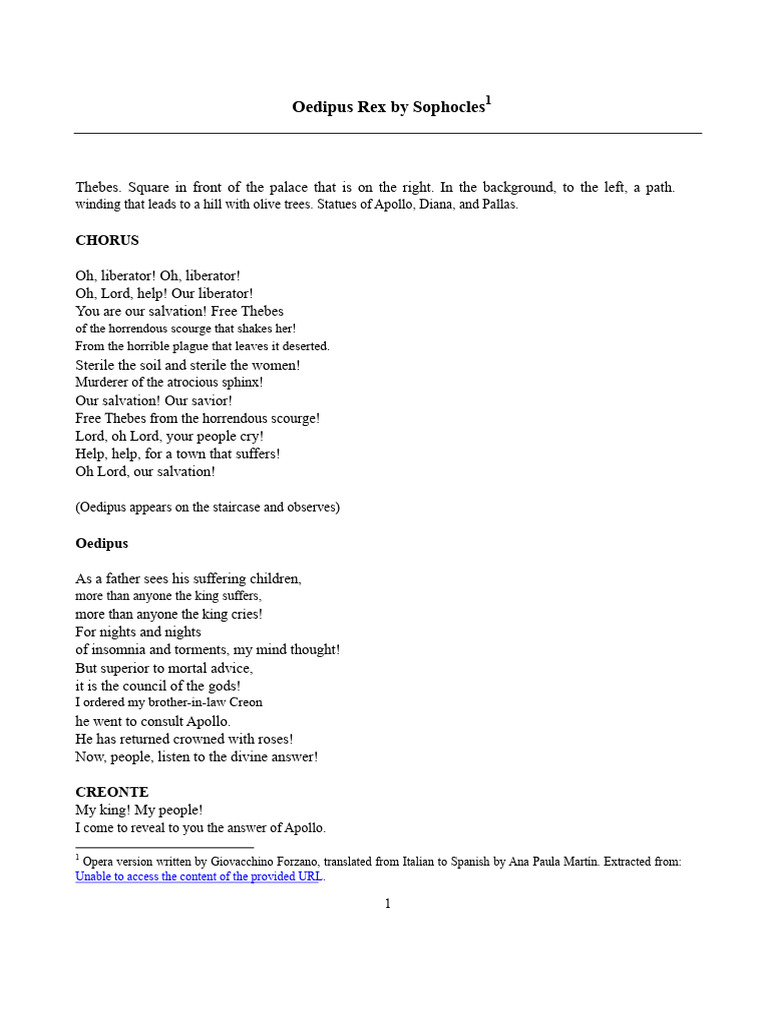 Oedipus Rex by Sophocles (Verse) | PDF | Oedipus | Theban Mythology