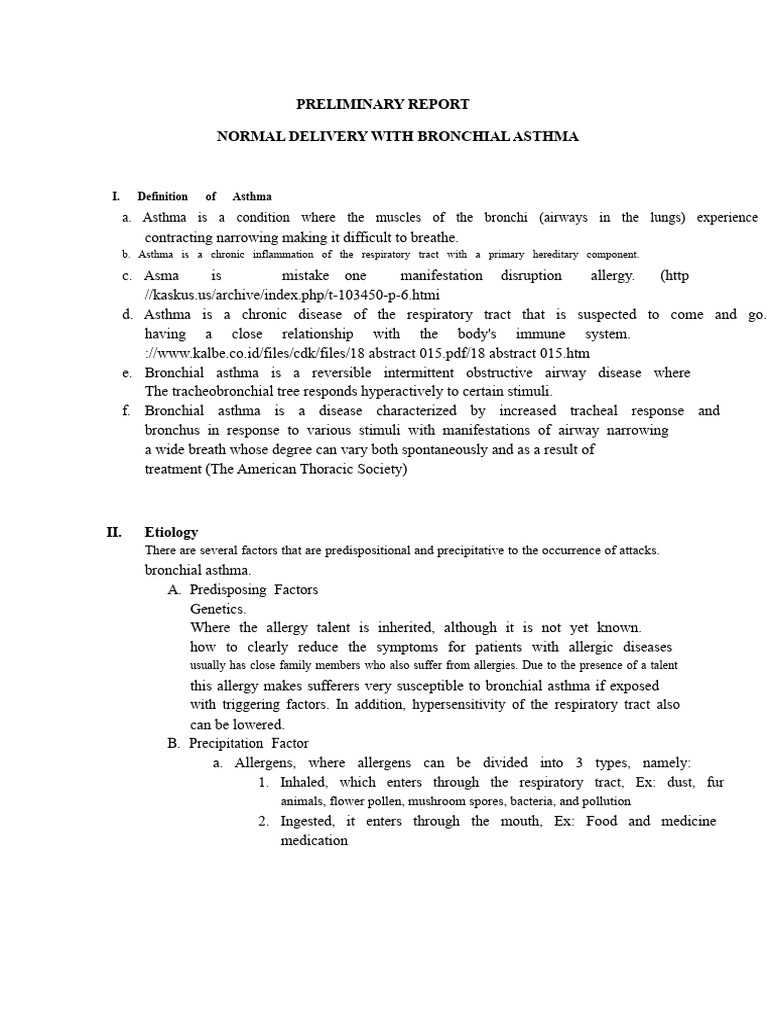 Preliminary Report On Pregnant Women With Bronchial Asthma | PDF ...