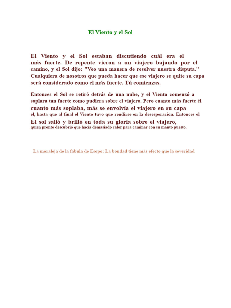 El Viento y El Sol | PDF