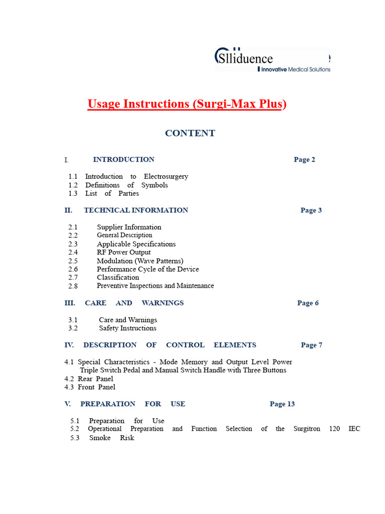 Surgi-Max Plus Electrosurgery Guide | PDF