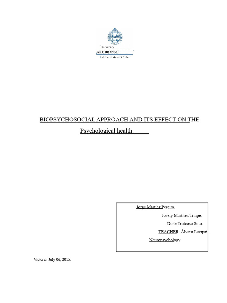 Biopsychosocial Approach Report | PDF | Psychology | Diagnostic And ...