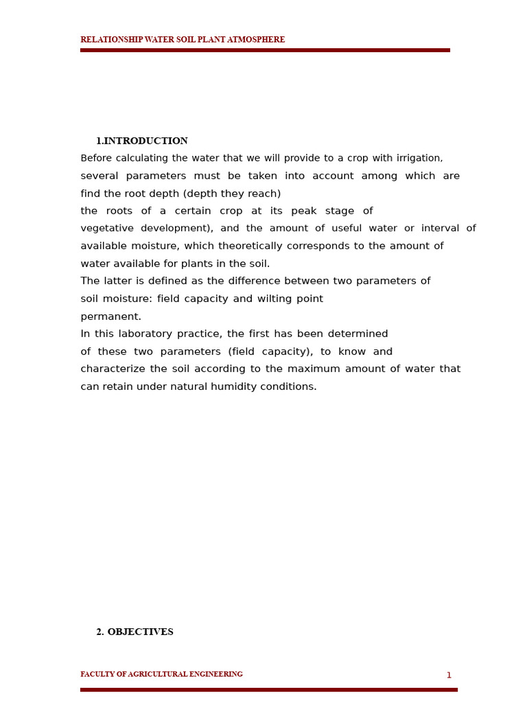 Determining Soil Field Capacity Method | PDF | Soil | Water