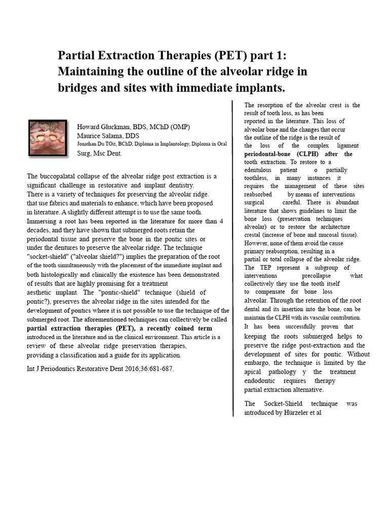 Partial Extraction Therapies PDF | PDF | Dental Implant | Human Tooth