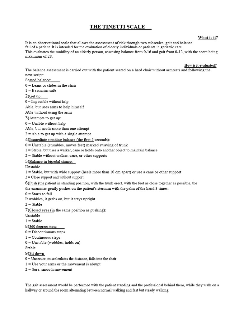 Tinetti Scale | PDF | Walking | Foot