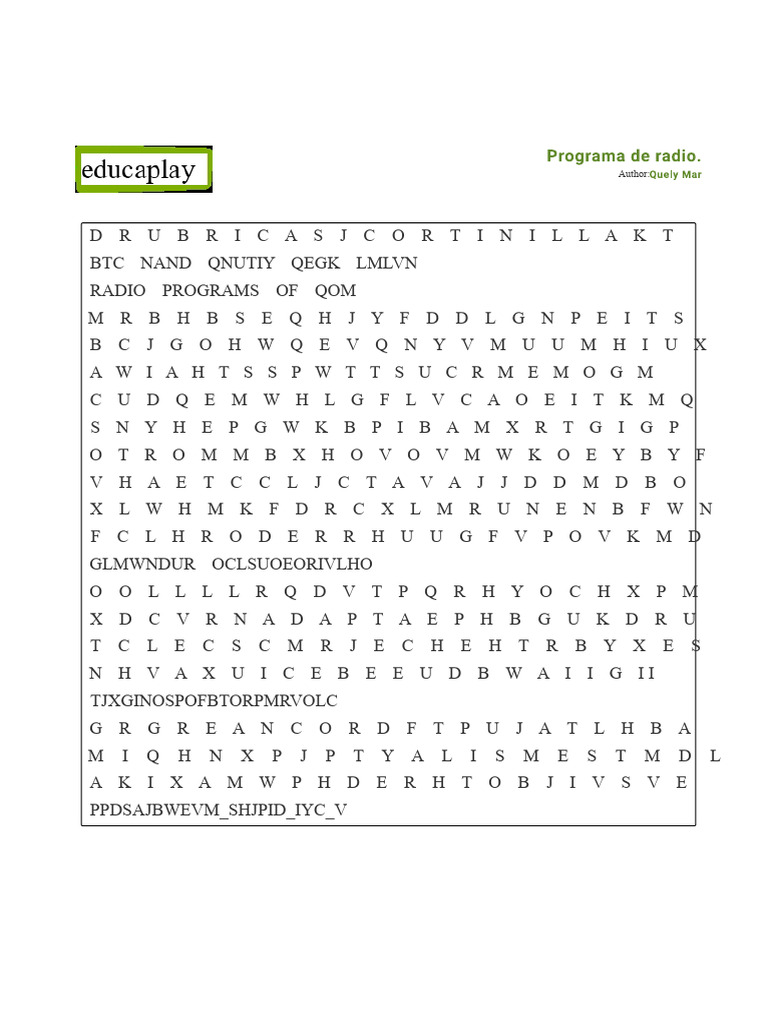 Print Word Search - Radio Program. (Language - Radio Program) | PDF