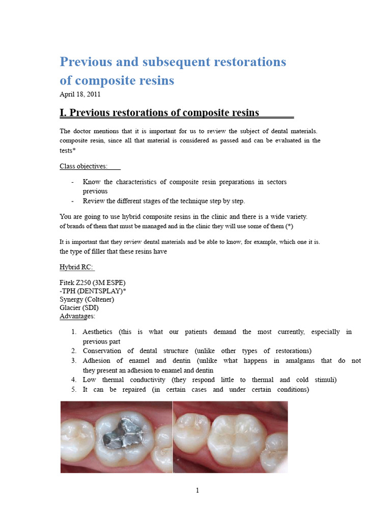 Composite Resin Restorations Guide | PDF | Dental Composite | Tooth Enamel