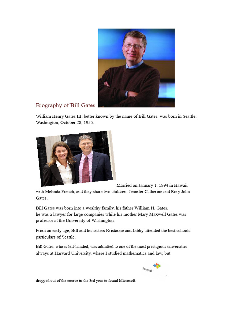 Biography of Bill Gates | PDF | Microsoft | Computing