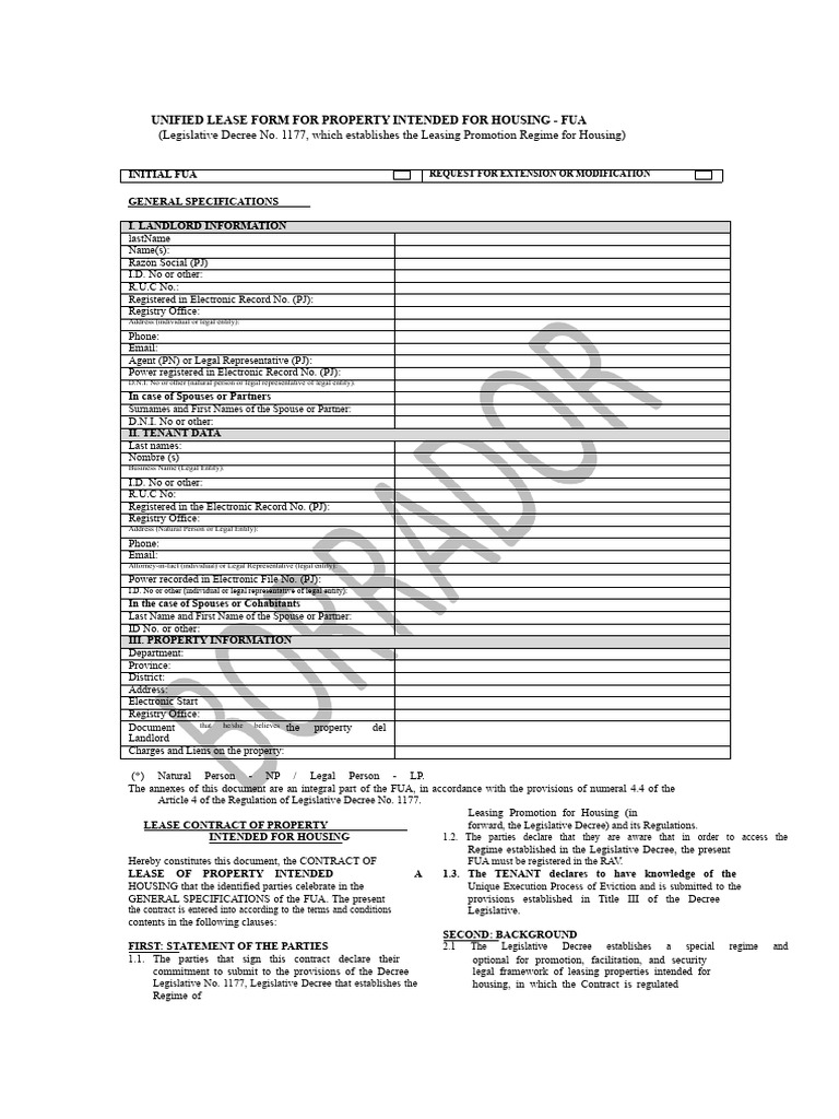 Unified Lease Form for Housing Contracts | PDF | Lease | Landlord