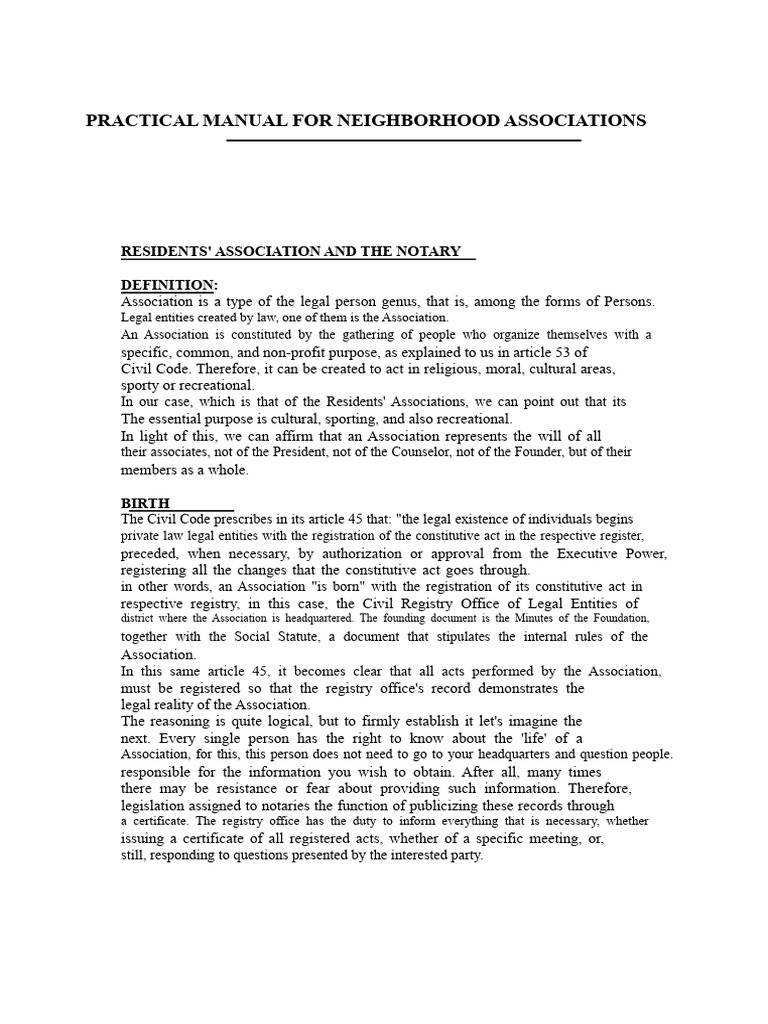 Guide to Registering Neighborhood Associations | PDF | Nonprofit ...