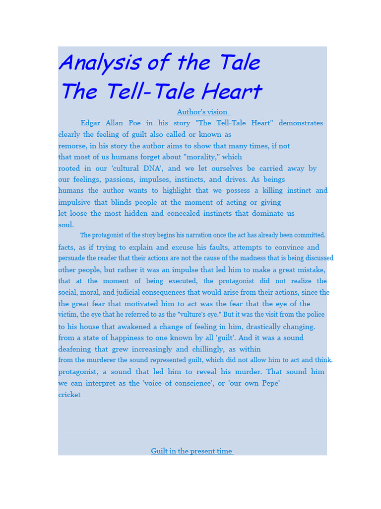 Analysis of The Story "The Tell-Tale Heart" by Edgar Allan Poe | PDF ...