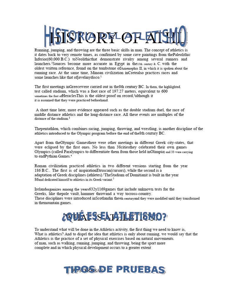History and Events of Athletics | PDF | Track And Field | Individual Sports