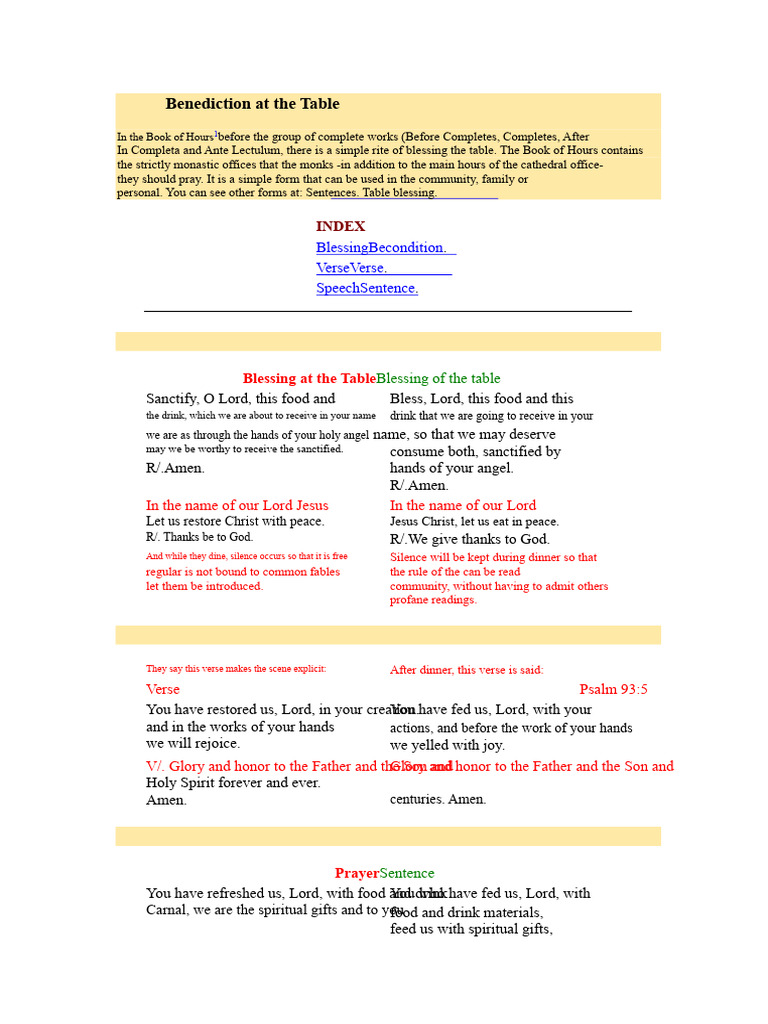Blessing of The Table | PDF | Glory (Religion) | God In Christianity