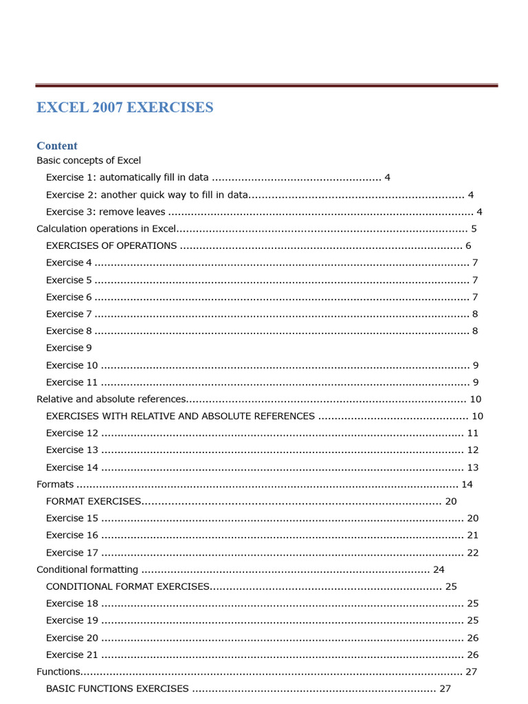 Excel Exercises 3rd Year of Secondary Education PDF | PDF | Spreadsheet ...
