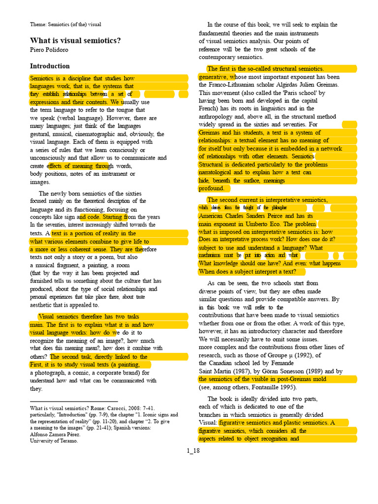 What Is Visual Semiotics - Polidoro 2008 Underlined | PDF | Semiotics ...
