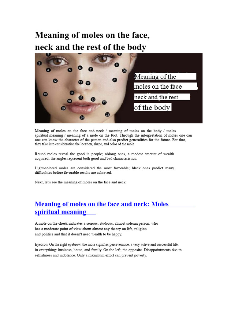 Meaning of Moles On The Face | PDF