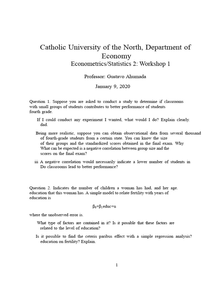 Econometrics Study Questions and Analysis | PDF | Regression Analysis ...