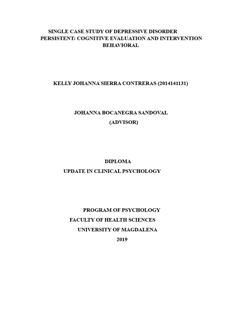 Cognitive-Behavioral Case Study on Depression | PDF | Mental Disorder ...