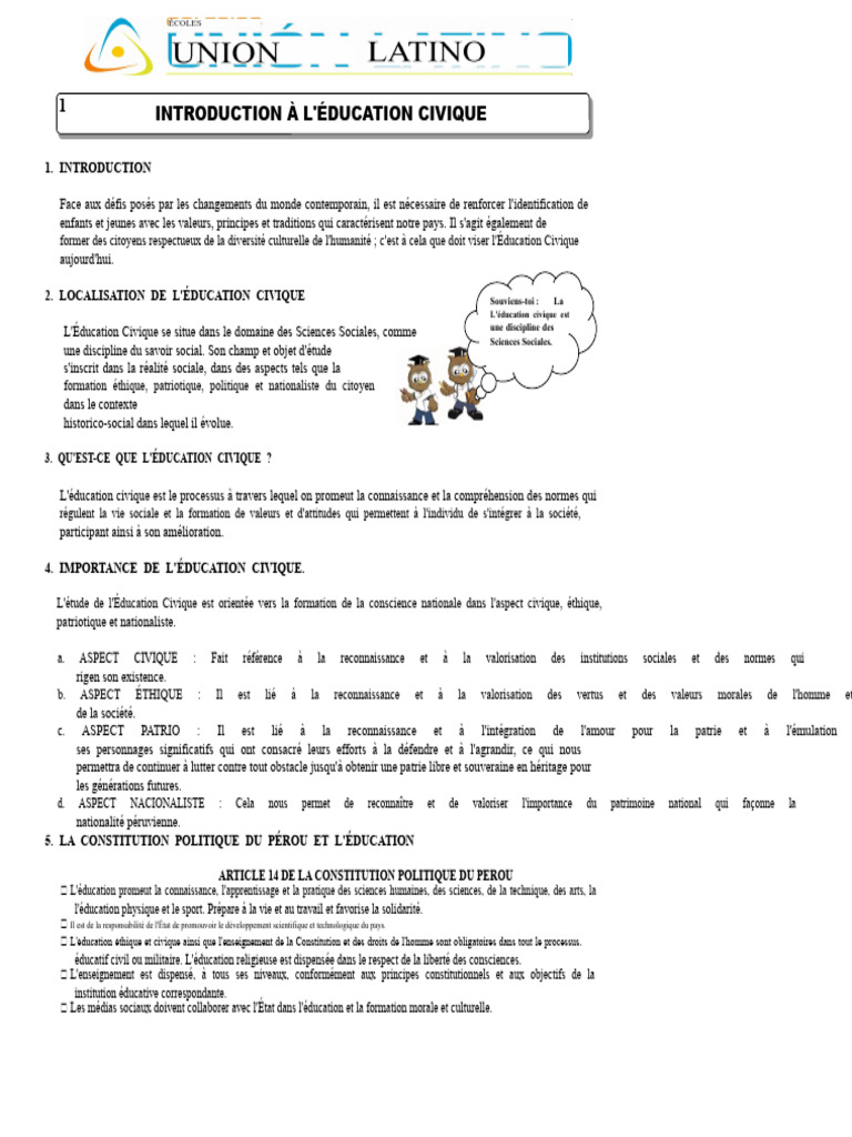Importance de l'Éducation Civique au Pérou | PDF | Science | Enseignement