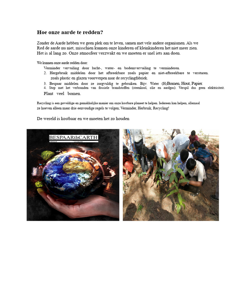 Hoe Onze Aarde Te Redden | PDF
