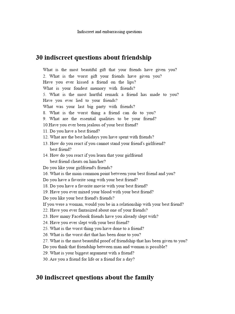Intrusive and Embarrassing Questions | PDF