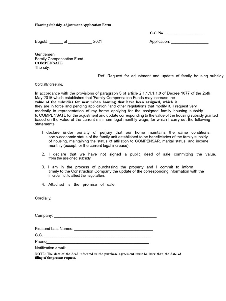 Housing Subsidy Update Format 2 | PDF