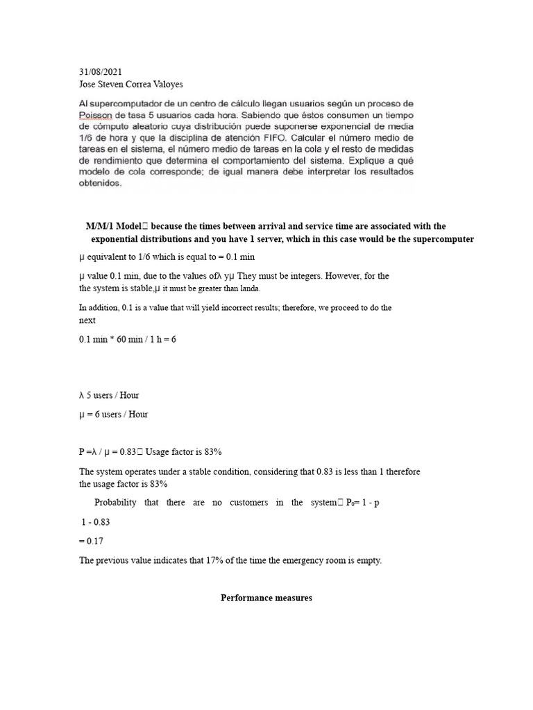 Exercises mm1 and Mms | PDF | Operations Research | Applied Mathematics